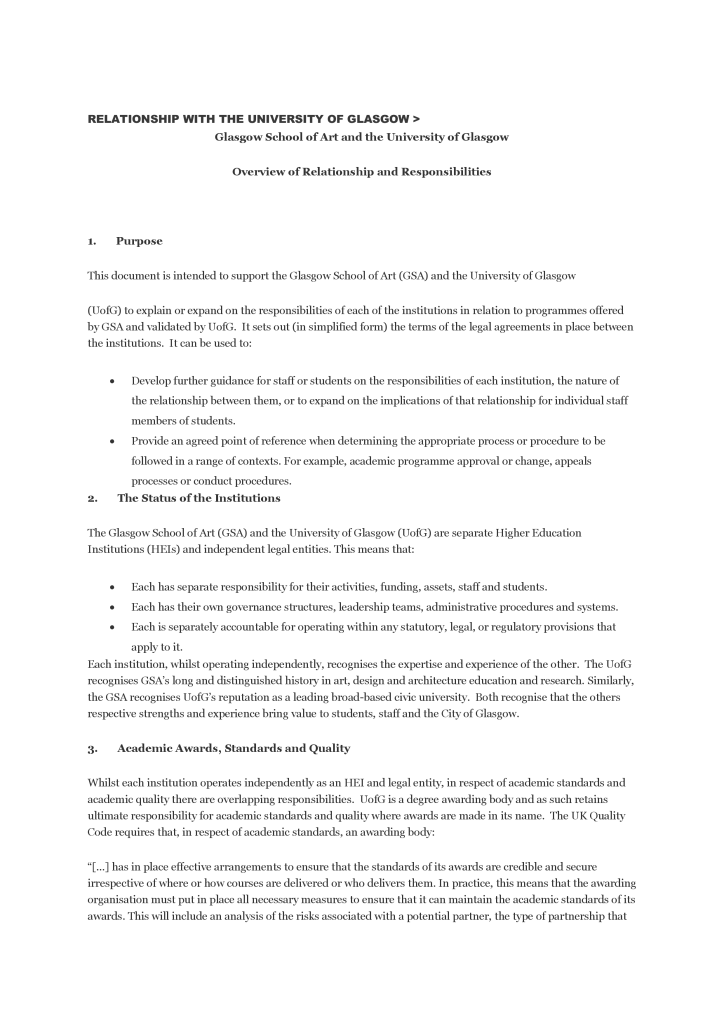 Relationship with the University of Glasgow – Overview of Relationship ...