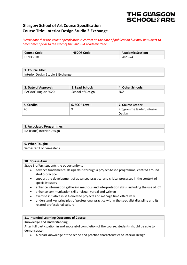 Interior Design Studio 3 Exchange 2023-24 – GSA Documents