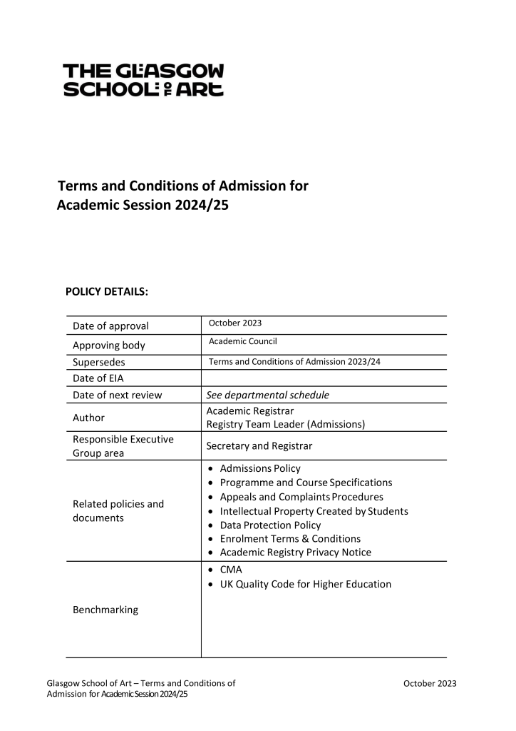 Admissions – GSA Documents