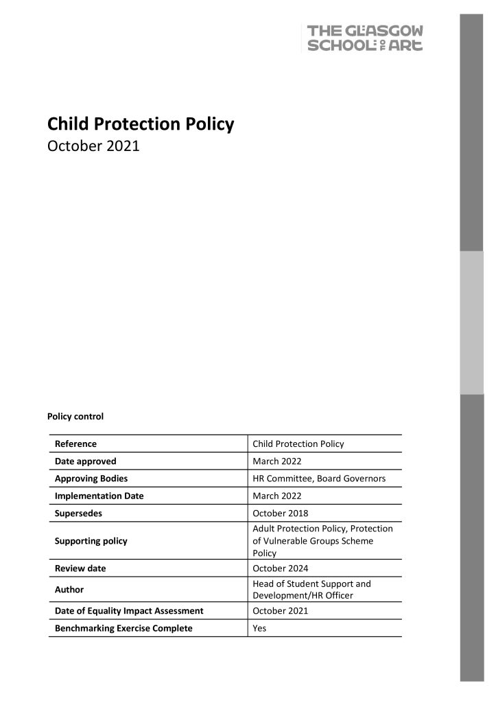 Child Protection Policy – GSA Documents
