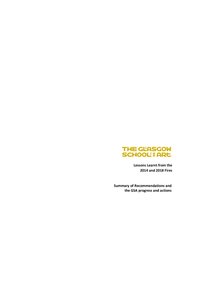 Mackintosh Fires Lessons Learnt Summary Report – GSA Documents Mackintosh Fires Lessons Learnt Summary Report – GSA Documents