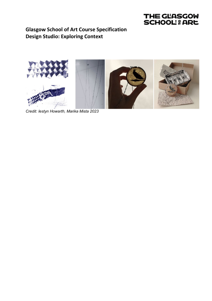 Design Studio – Exploring Context 2024-25 – GSA Documents Design Studio – Exploring Context 2024-25 – GSA Documents