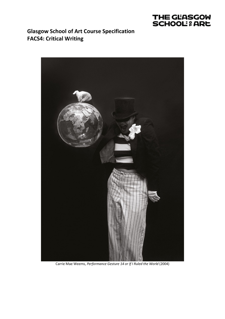 Fine Art Critical Studies 4 Critical Writing 2024-25 – GSA Documents