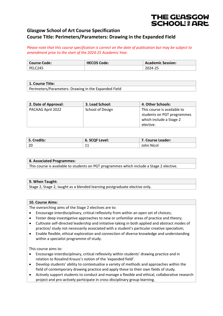 Perimeters Parameters Drawing in the Expanded Field 2024-25 – GSA Documents