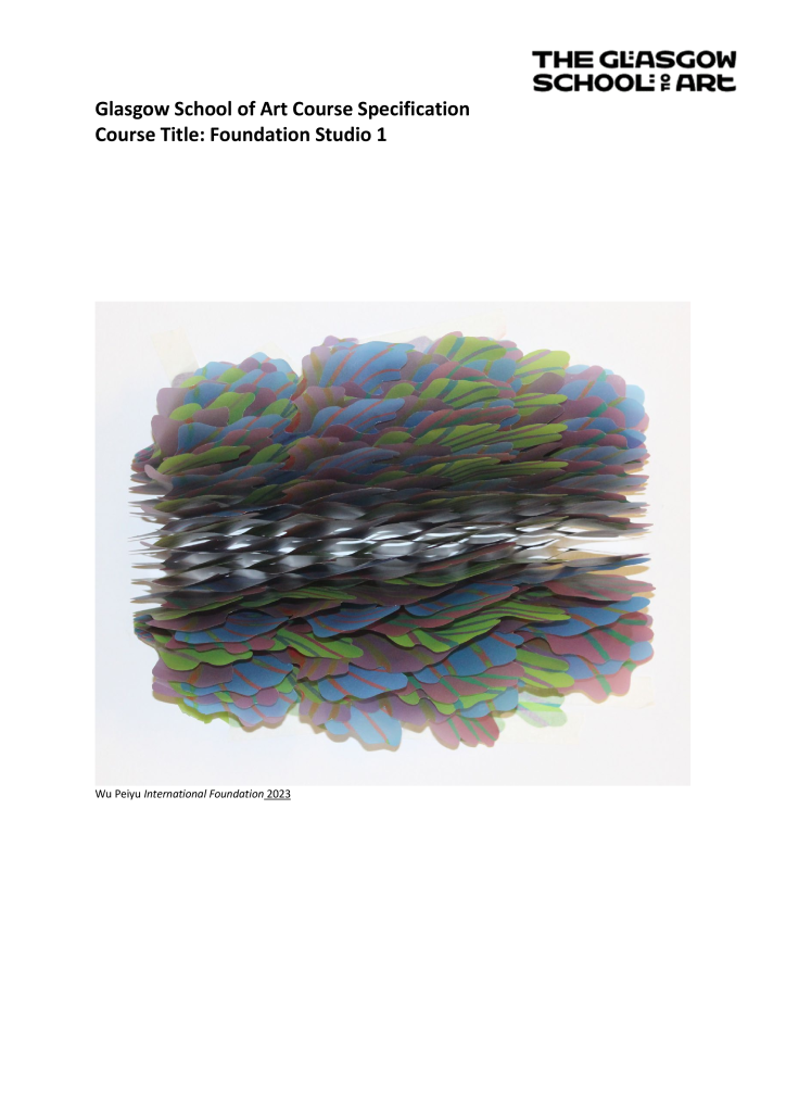 Foundation Studio 1 2025-26 – GSA Documents