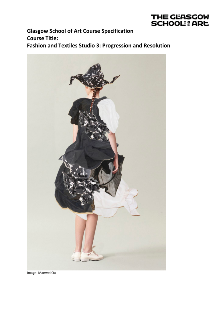 MDes Fashion and Textiles Studio 3 Progression and Resolution 2025-26 ...