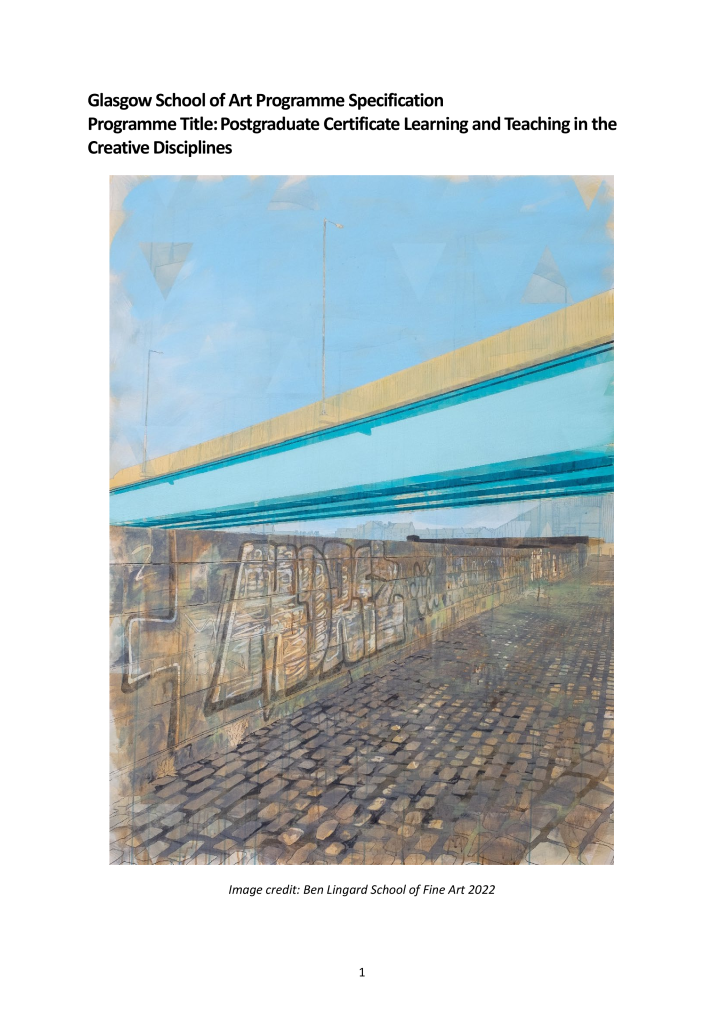 Postgraduate Certificate Learning and Teaching in the Creative ...