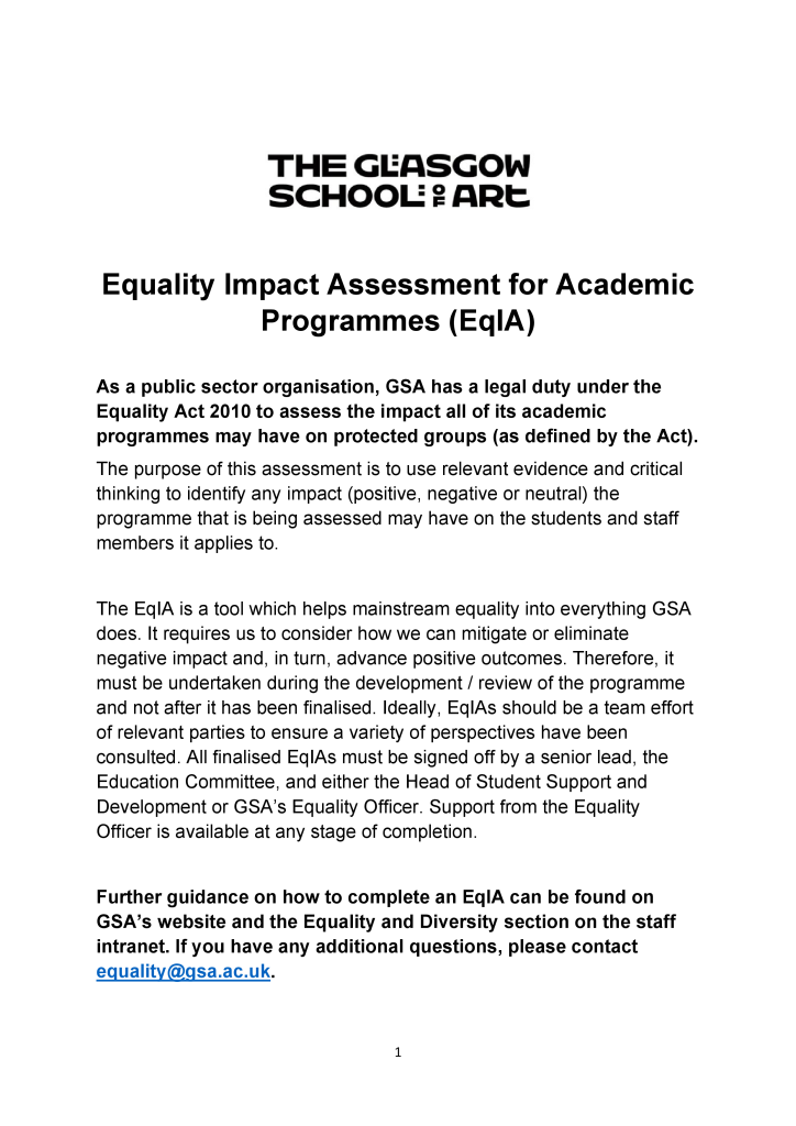 EqIA MDes Graphic Design, Illustration, Photography 2024 – GSA Documents