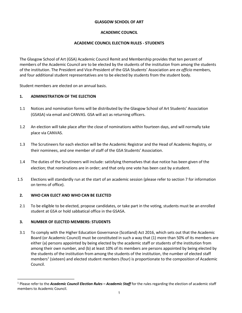 Academic Council Election Rules – Student Elections – GSA Documents